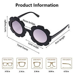 2 Pieces Flower Kids Sunglasses Boy Girl Toddler Sunglasses Cute Baby Sunglasses Party Favors for Boys Girls (Black +White)