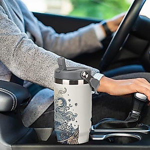 SYJTGDE Large Capacity Car Cup Blue Wave Style Fashionable Upgrade Car Cup Advanced And Beautiful Travel Cup