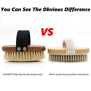 ICANdOIT Dry Brushing Body Brush-Stiff Sisal Bristles Dry Skin Brush,Exfoliating Massage Brush for Cellulite and Lymphatic,Improve Circulation,Stop Ingrown Hairs,Reduce Acne,Soften Skin