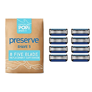 Preserve POPi Shave 5 Replacement Cartridges for Preserve POPi Shave 5 Razor (8 Count (Pack of 1))