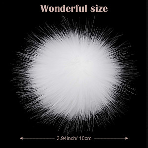 Tatuo 14 Pieces Faux Fur Pom Ball DIY Fur Poms for Hats Keychain Charms Knitting Hat Accessories (White)