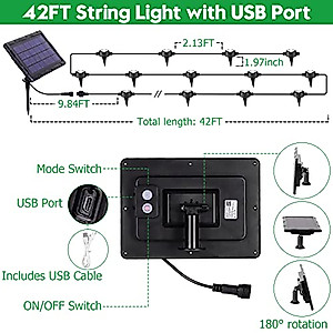 Solar Pathway Lights, 42ft RGB Solar Ground Lights with USB Charging, Waterproof Yard Garden Walkway Lights with App Control and Remote, Music Sync,Timing, Dimmable,Outdoor Pathway Lights for Yard