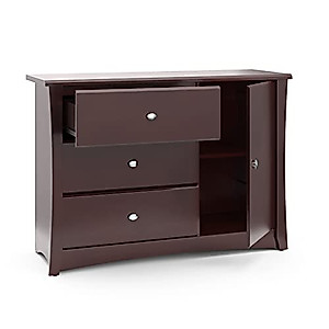 Storkcraft Crescent 3 Drawer Combo Dresser (Espresso) – Baby and Kids Bedroom Organizer, Nursery Chest, Storage Dresser With Drawers, Universal Design