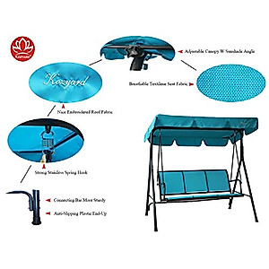 Kozyard Belle 3 Person Outdoor Patio Swing with Strong Weather Resistant Powder Coated Steel Frame and Textilence Seats