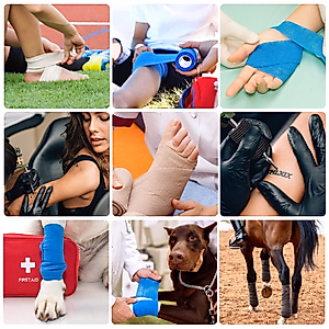 SUPERBE 12 Rolls Self Adhesive Bandage Wrap, 3 inches X 5 Yards, Cohesive Tape Vet Wrap for First Aid, Sports, Wrist and Ankle (Beige, 3 inch)