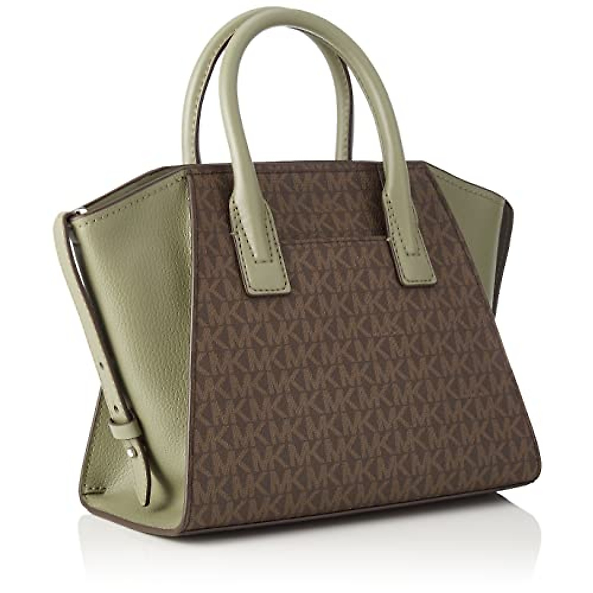 Michael Kors Avril Small Leather Top Zip Satchel Crossbody Brown MK Army Green