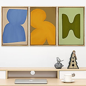 SIGNLEADER Framed Canvas Print Wall Art Set Vibrant Mid-Century Polygon Variety Abstract Shapes Illustrations Minimal Decorative Bohemian Nordic for Living Room, Bedroom, Office - 16"x24"x3 NATURAL
