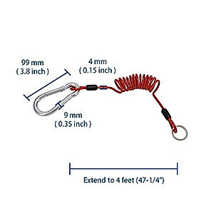 JSCARLIFE 4' Breakaway Trailer Cable, Trailer Brake Cable RV Stainless Steel Spring Towing Coiled Wire Safety Straps Ground Clip to Coiled Safety Cables Strap for RV Towing Trail（2Pcs）