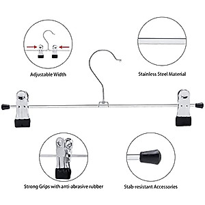 Pant Hangers, Skirt Hangers with Clips Jeans Hangers Metal Pant Hangers Trouser Clip Hangers Heavy Duty Clip Pants Hangers Ultra Thin Space Saving - 30 Pack