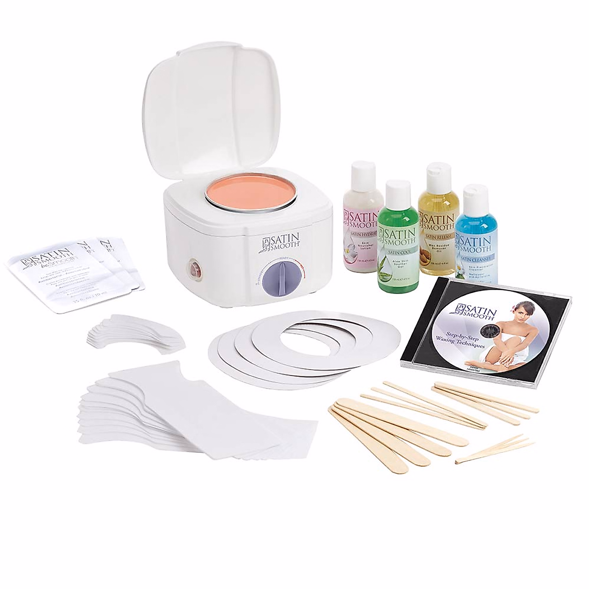 Satin Smooth Professional Single Deluxe Cream Wax Warmer Kit For Unwanted Facial And Body Hair Removal