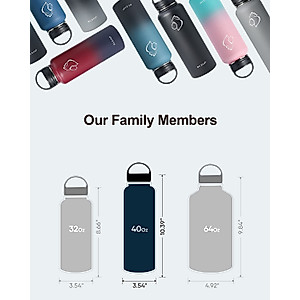 BUZIO 40oz Water Bottle, Stainless Steel Insulated Water Flask with Straw Lids, Canteen Metal Thermo Mug Hydro Cup Jug, Double Vacuum Hot Cold Water Bottles with Carrying Pouch, Indigo Black Gradient