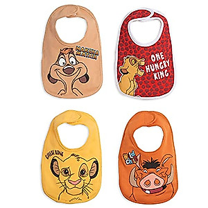 Disney Lion King Simba Timon Pumbaa 4 Pack Bibs MulticoloRed One Size