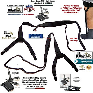 Hold-Ups Stay-downs Dress Shirt Stays Y-Style Metal with USA Patented No-slip Clips