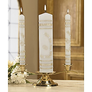 CB Church Supply Hand Crafted Wedding Candle Set by Will & Baumer, Set of 3, Flowers & Rings