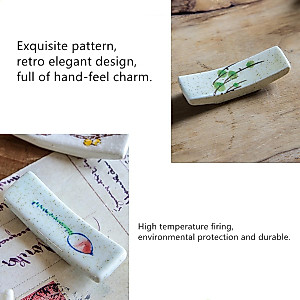 RUITASA Ceramic Chopstick Stand Rest, 5PCS Holders Floral Chopstick Stand, Chopstick Stand Rest, Rooster Chopsticks Rest Holder Set for Chopsticks, Forks, Spoons, Knives Hotel Restaurant Family