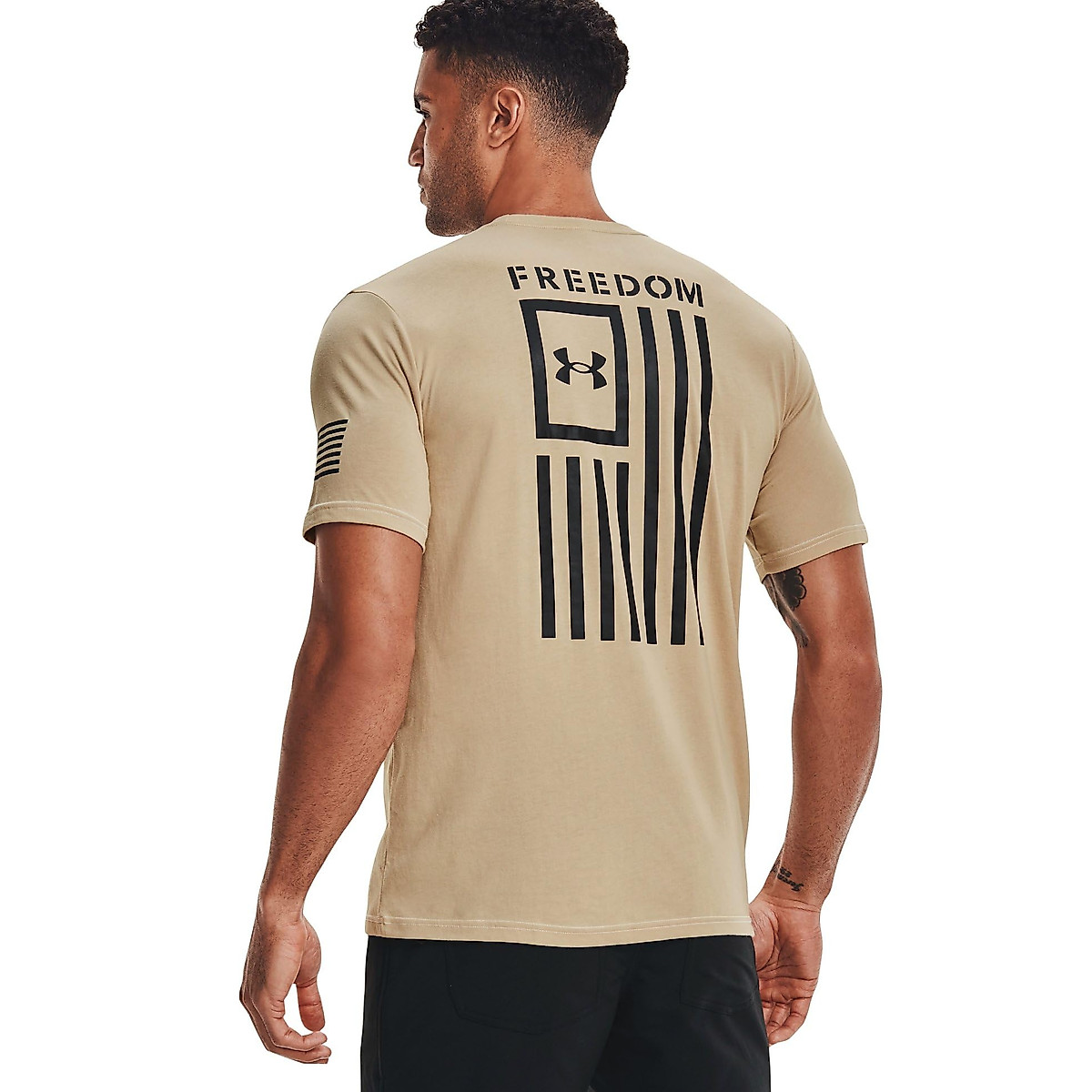 Under Armour Men's New Freedom Flag T-Shirt, Desert Sand (290)/Black, Medium