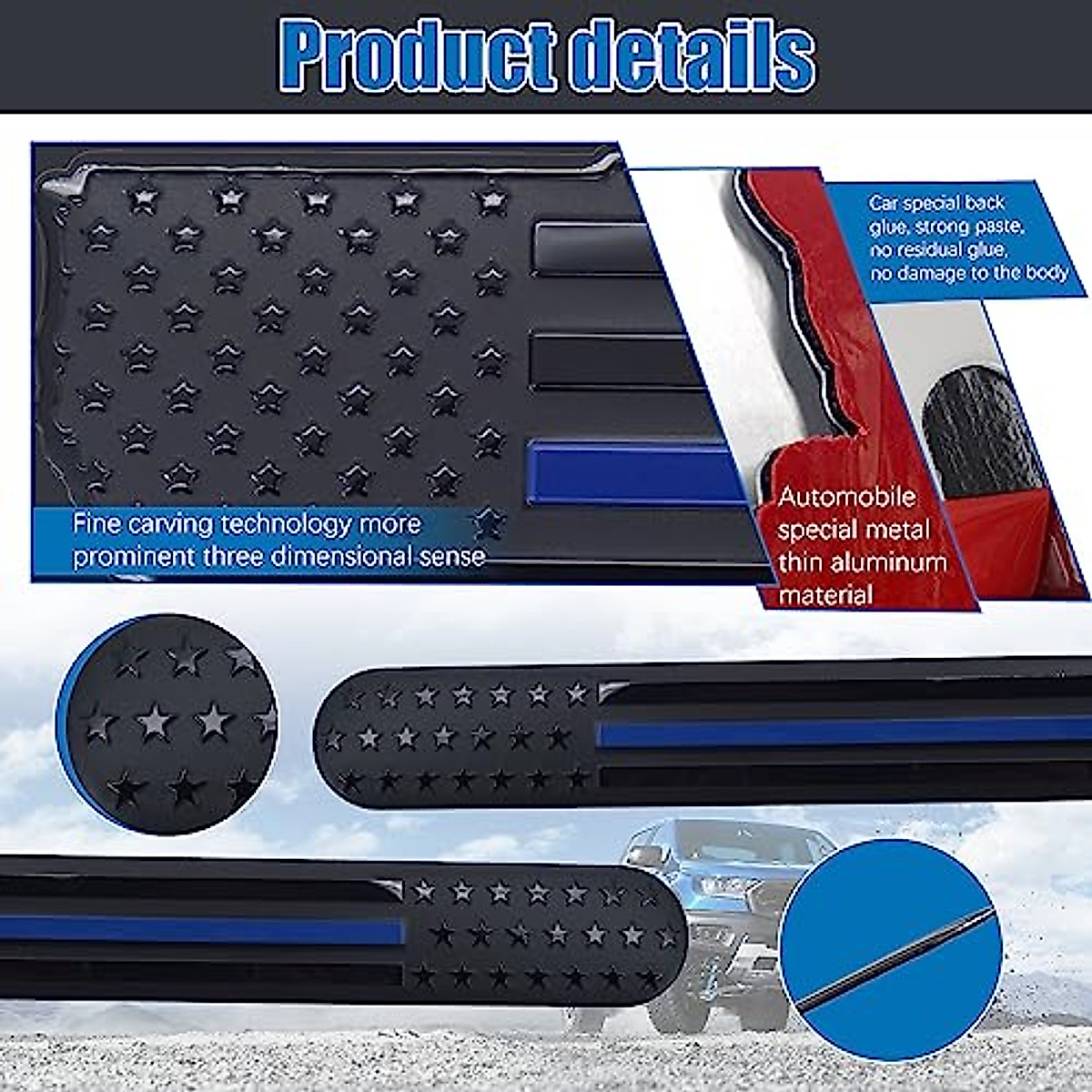 3 Packs Car Badge Emblem Sticker Decal, 3D US American Flag and USA Flag map Decal Emblem Sticker,Metal Adhesive Auto Fender Bumper Badge Stickers, for car Exterior Accessories