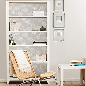NuWallpaper NU1651 Dandelion Grey Peel & Stick Wallpaper, Neutral