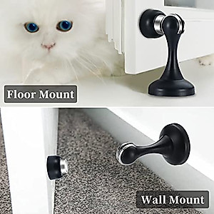 Magnetic Door Stopper,Stainless Steel Door Stoppers Black Brushed Satin Nickel,Magnetic Door Catch,Anti-Rust,Anti-Scratch Door Stop,Magnetic Door Stop Black Keep Door Open(2 Pack,Black)