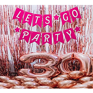 UOREND Pink Let's Go Party Banner,Pink Themed Bachelorette/Birthday/Engagement/Bridal Shower Party Decorations,Let's Go Girls Sign,Hot Pink Glitter,Makeup,Pink Doll,21st Birthday Party favors,Photo Booth Prop