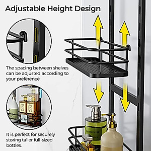 ODesign Shower Caddy Hanging Over the Door Bathroom Kitchen Shelves Organizer Basket Rustproof - Black