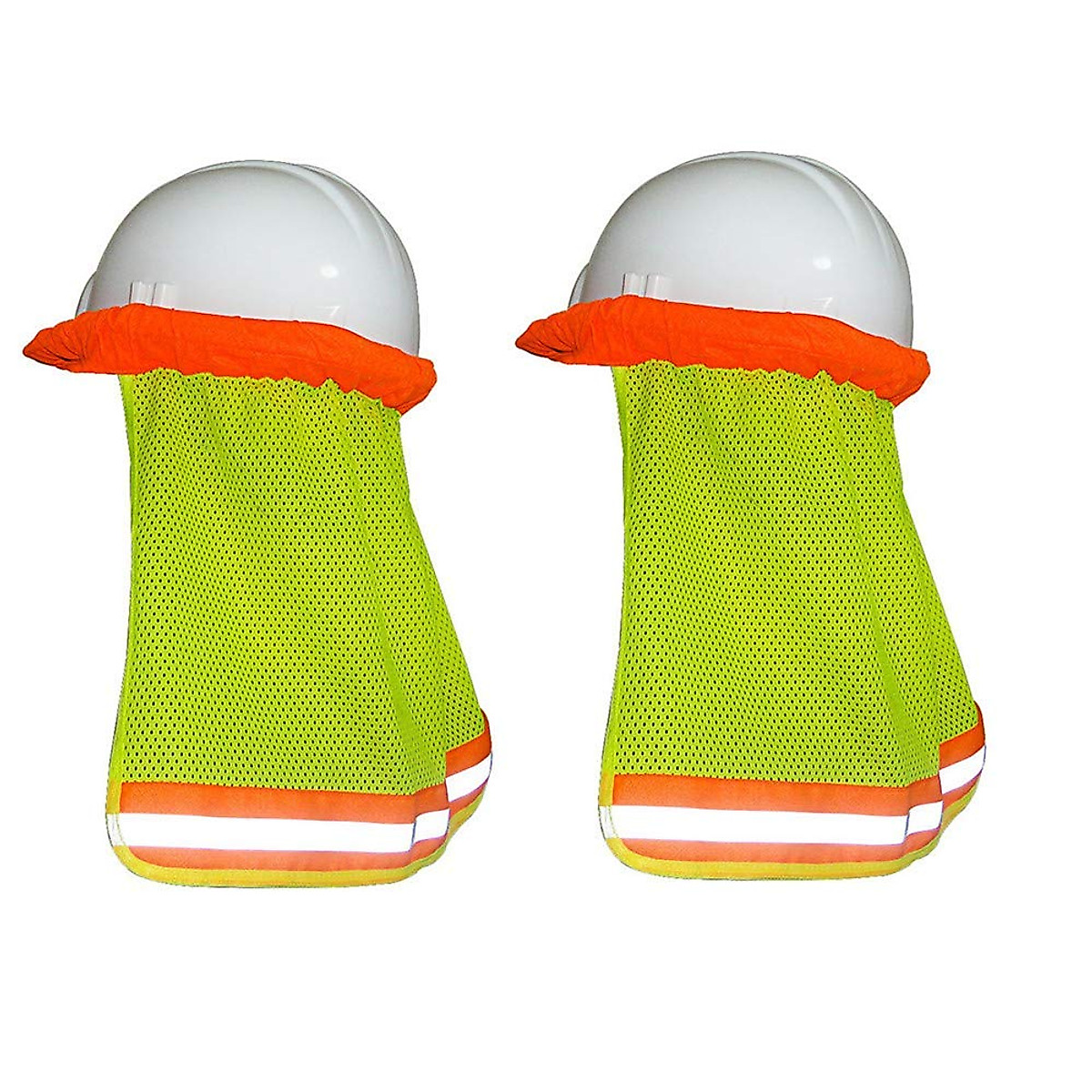 2 Pack Hard Hat Sun Shade Neck Shield, Minelife Full Brim Mesh Neck Sunshade Hard Hat Accessories for Hardhats, High Visibility, Reflective(Yellow)