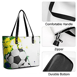 Womens Handbag Football Leather Tote Bag Top Handle Satchel Bags For Lady