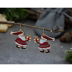 RareLove Big Size Cute Santa Earrings, Santa Claus Christmas Piercing Dangle Earrings for Women Silver Plated Alloy,Holiday Jewelry