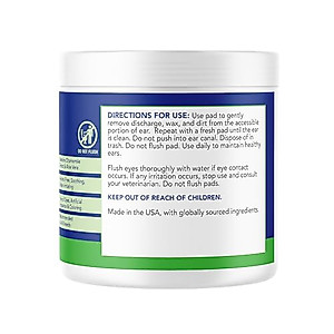 ANGELS' EYES Ear Cleansing Wipes for Dogs & Cats, Removes Dirt, Wax, Odor, Help Reduce Infections & Itching, No Artificial Colors or Fragrance, 100ct