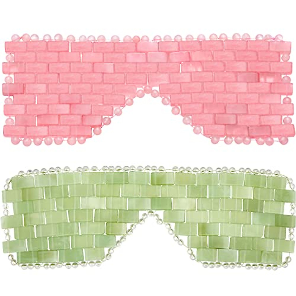 Hicarer 2 Pcs Jade Eye Mask Rose Green Jade Stone Eye Mask Facial Cooling Mask for Alleviate Puffiness Massage Relax Wrinkles Relieve Migraine Meditation Beauty