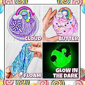 Laevo Unicorn Slime Kit - DIY Slime Kits - Supplies Makes Butter Slime, Cloud Slime, Clear Slime & More Sets - Toys for 5+ Years Old (Rainbow Slime Kit)