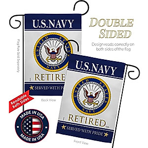 Breeze Decor US Navy Garden Flag Set with Stand Armed Forces USN Seabee United State American Military Veteran Retire Official House Banner Small Yard Gift Double-Sided, Made in USA