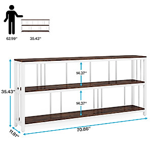 Tribesigns 71" Industrial Console Table, 3 Tiers Sofa Table, Narrow Long Sofa Table with Storage Shelves, Big Rustic Entryway Table, Large Hallway Table, Behind Couch Table with Storage