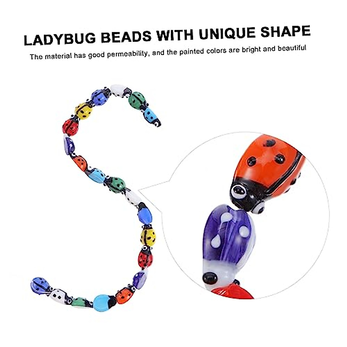 COHEALI 20pcs Ladybug Beads Loose Beads Ladybug Kit Gemstone Beads Embroidery Accessories Jewelry Making Beads Christmas Bag Filler Stones for Jewelry Making Glazed Beads Accessory Pendant
