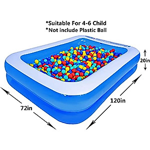 Full Size Inflatable Swimming Pool with Pump 120" x 72" x 20" AMOCANE Family Large Lounge Pool for Toddlers, Kids, Adults, Play Above Ground, Backyard, Garden, Summer for Age 3+