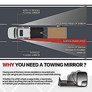 Car Towing Mirror 2022 Newest Clip On Towing Mirror Extensions Trailer Truck Deluxe Dual Glass,Universal Long Arm Adjustable,Pack of 2 (2PACK)