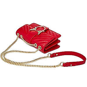 Women Fashion Shoulder Bag Genuine Leather Clutch Handbag Quilted Crossbody Bag with Chain - Wine