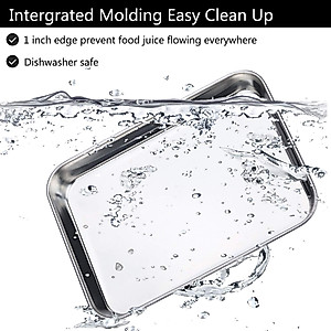 Baking Sheet Set of 2, Bastwe 18 inch Commercial Grade Stainless Steel Baking Pan, Professional Bakeware Oven Tray, Healthy & Non-toxic, Rust Free & Mirror Finish, Easy Clean & Dishwasher Safe