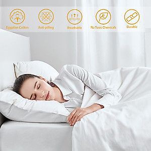 100% Egyptian Cotton Fitted Sheet Only, Pure White Full Size Fitted Sheet, Long-Staple Combed Pure Natural Cotton Bottom Sheet Wrinkle Free Elastic Mattress Protector Cover