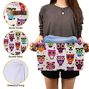 Rectangular Storage Bin Cute Owl Basket with Handles - Organizer Bin for Toys, Books, Laundry Basket for Kids/Pets, Playroom