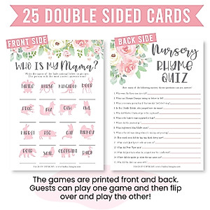 25 Floral Animal Matching, 25 Nursery Rhyme Game, 25 Who Knows Mommy Best, 25 Baby Prediction And Advice Cards - 4 Double Sided Cards, Baby Shower Party Supplies