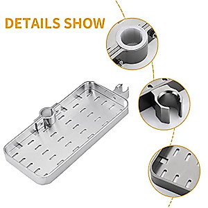 Aluminium Shower Shelf for Shower Rail Shower Caddy Shelves No Drilling Shower Rack,Shower Holder with 4 Hooks Holder and Guardrail Stand for Soap Shampoo Conditioner Organizer,for 19mm - 25mm Rail