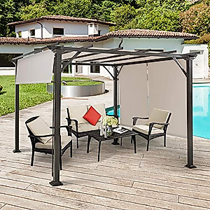 Tangkula 2PCS 16x4 Ft Universal Replacement Canopy for Pergola Structure, Outdoor Shade Canopy Cover, Waterproof Polyester Cover for Durable Use (Cover only) (Beige)