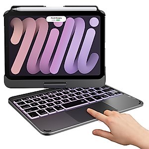 typecase Keyboard Case for iPad Mini 7 (2024) & Mini 6 (2021) - Wireless Case with Keyboard for iPad Mini 7th 6th Generation 8.3" - 10 Colors Backlit Keyboard Cover with Trackpad - Dark Gray