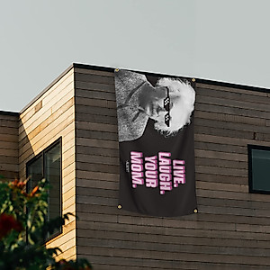 KIPMASY Funny Flags for Live Laugh Your Mom Flag Room 3x5 Feet Banner Cool Tapestry Man Cave Wall Decor with Brass Grommets College Dorm Room(012) Black