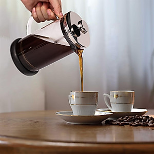 DATEFUN Piston Cafetiere - 5 Cups - 600 ml Cafetiere, French Coffee Jug for Filter, Espresso and Tea Machine with Triple Filters, Dishwasher Safe (Black)