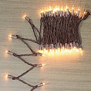 JinBest Brown Wire Christmas Lights, Commercial 200 Clear Mini Light Set, Pack of 2 Sets 100 Lights, for Indoor Outdoor Party, Garden, Fences, Trees.