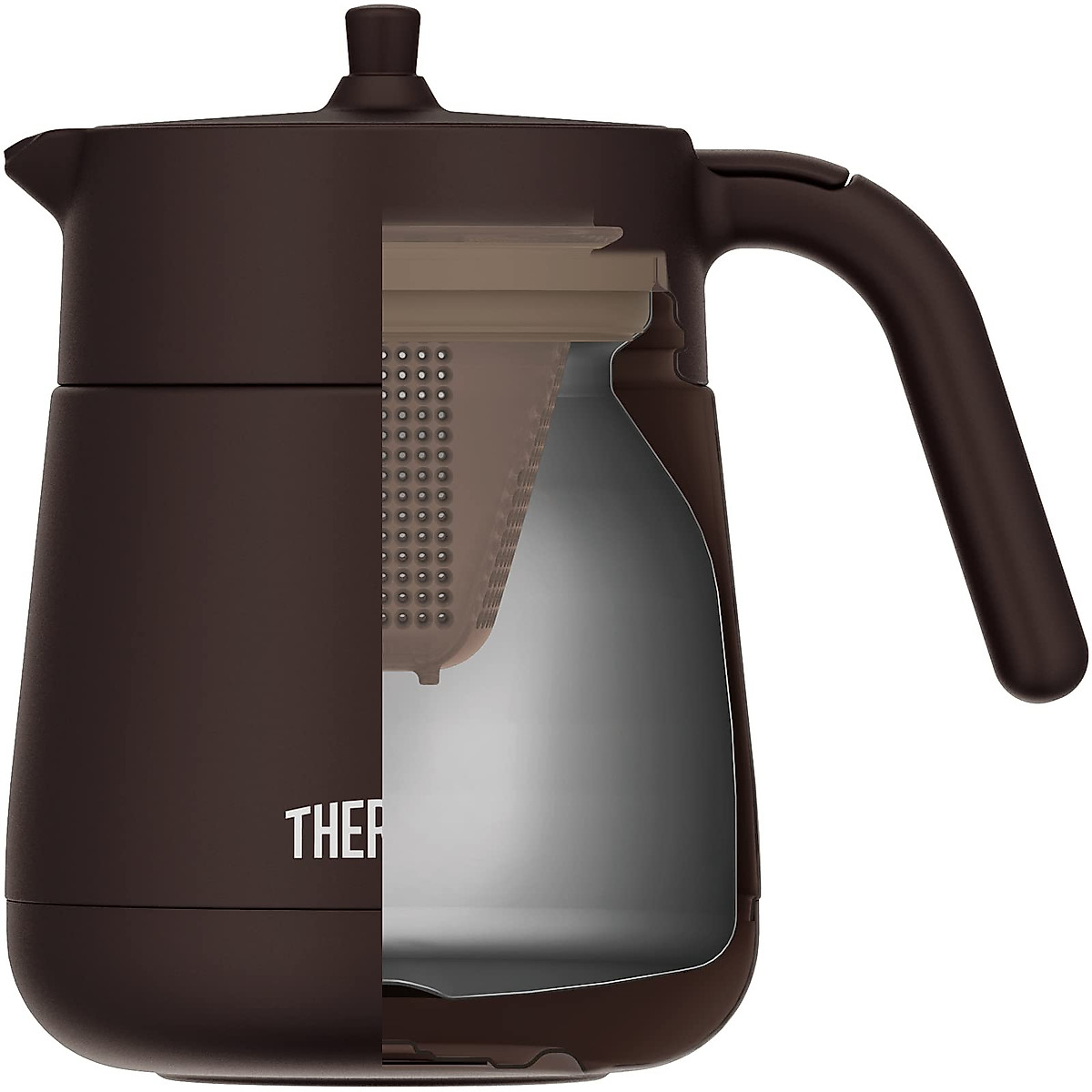 Thermos TTE-700 BW Vacuum Insulated Teapot with Strainer 23.7 fl oz (700 ml), Brown