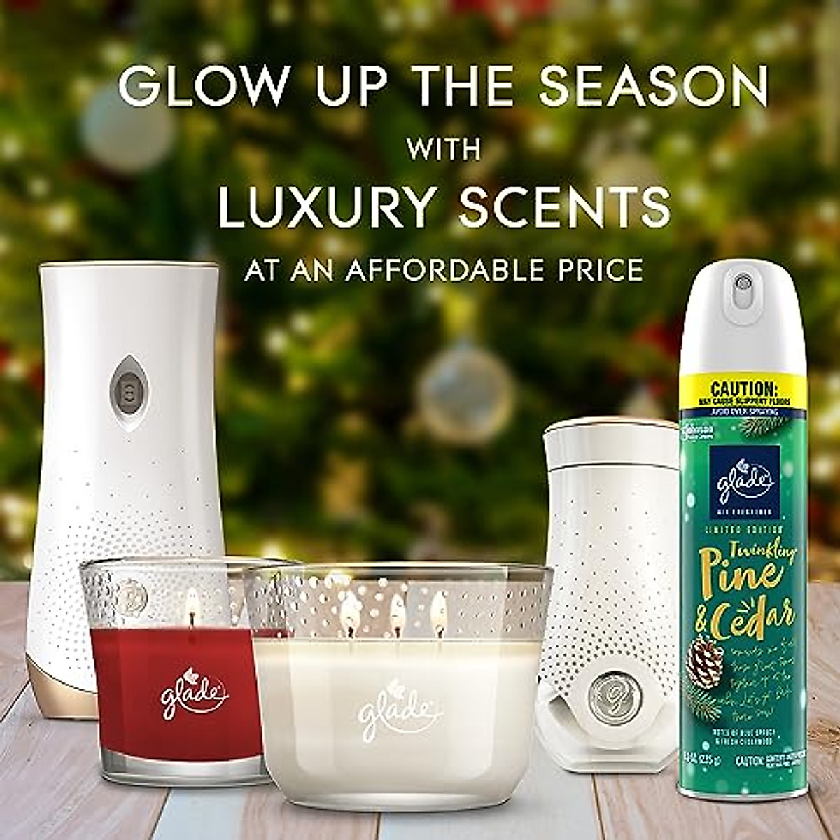 Glade Candle Jar, Air Freshener, Twinkling Pine & Cedar, Limited Edition Scent, 3.4 Oz