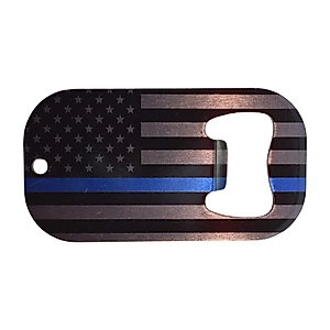 Police Officer Bottle Opener Heavy Duty Stainless Steel Thin Blue Line Flag Department Law Enforcement Subdued